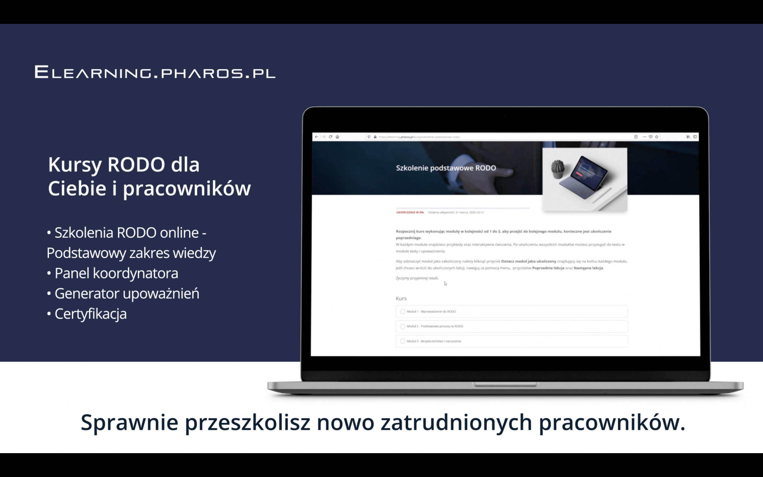 Elearning RODO - Platforma szkoleniowa RODO online - PHAROS